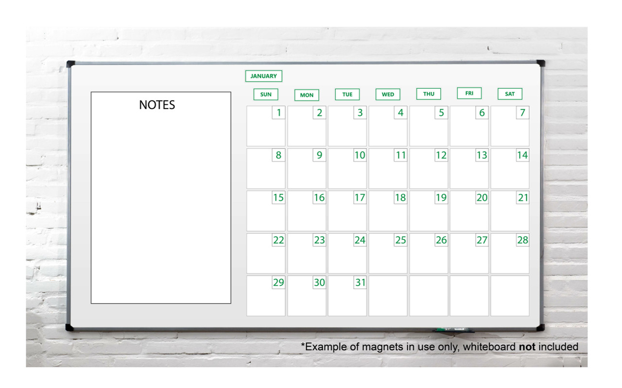 Green Inverted Calendar Month Magnets (Non-Abbreviated)