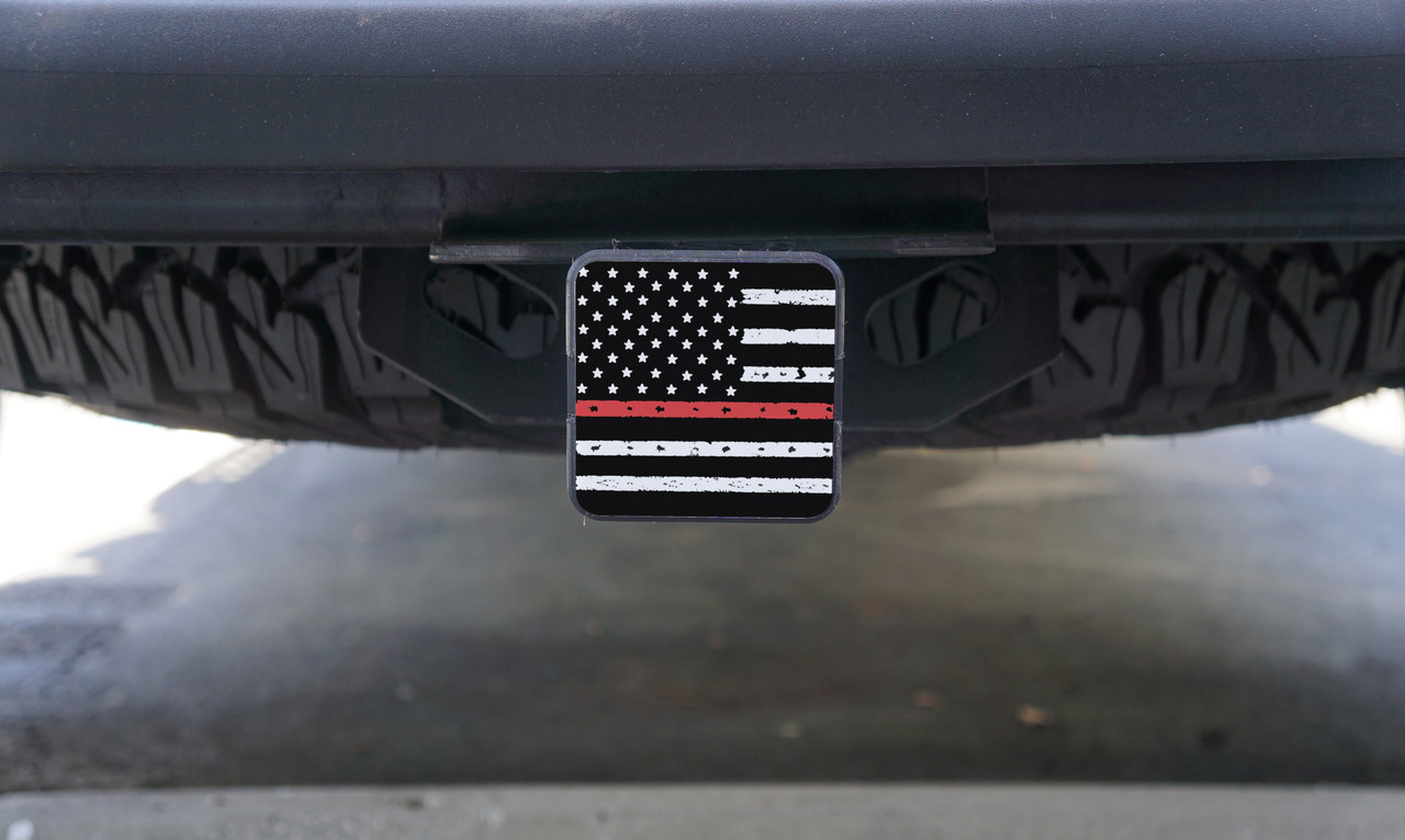 Thin Red Line Flag Trailer Hitch Cover Insert Piece