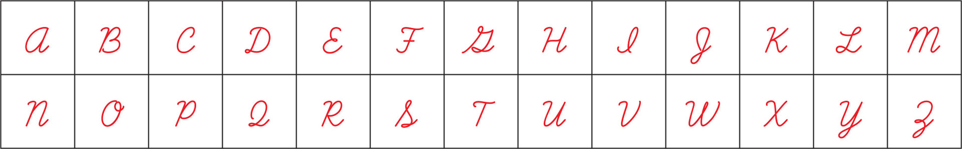 Red Inverted Magnetic Cursive Alphabet Letters (Upper Case)