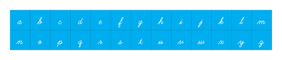 Cyan Inverted Magnetic Cursive Alphabet Letters (Upper Case)