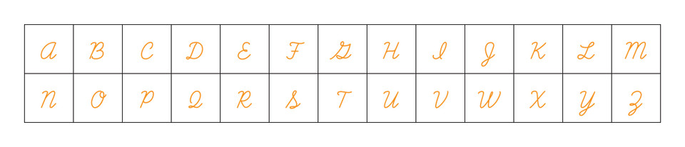 Orange Inverted Magnetic Cursive Alphabet Letters (Upper Case)