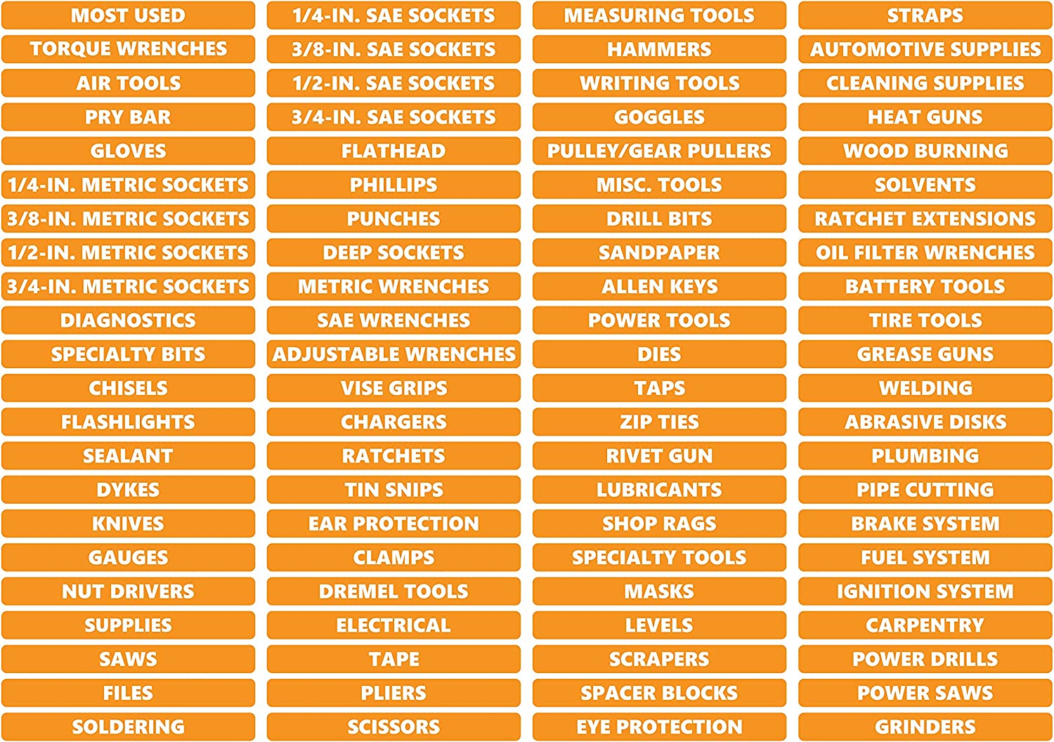 Orange Toolbox Organizational Magnetic Rounded Labels Premium Set by ...