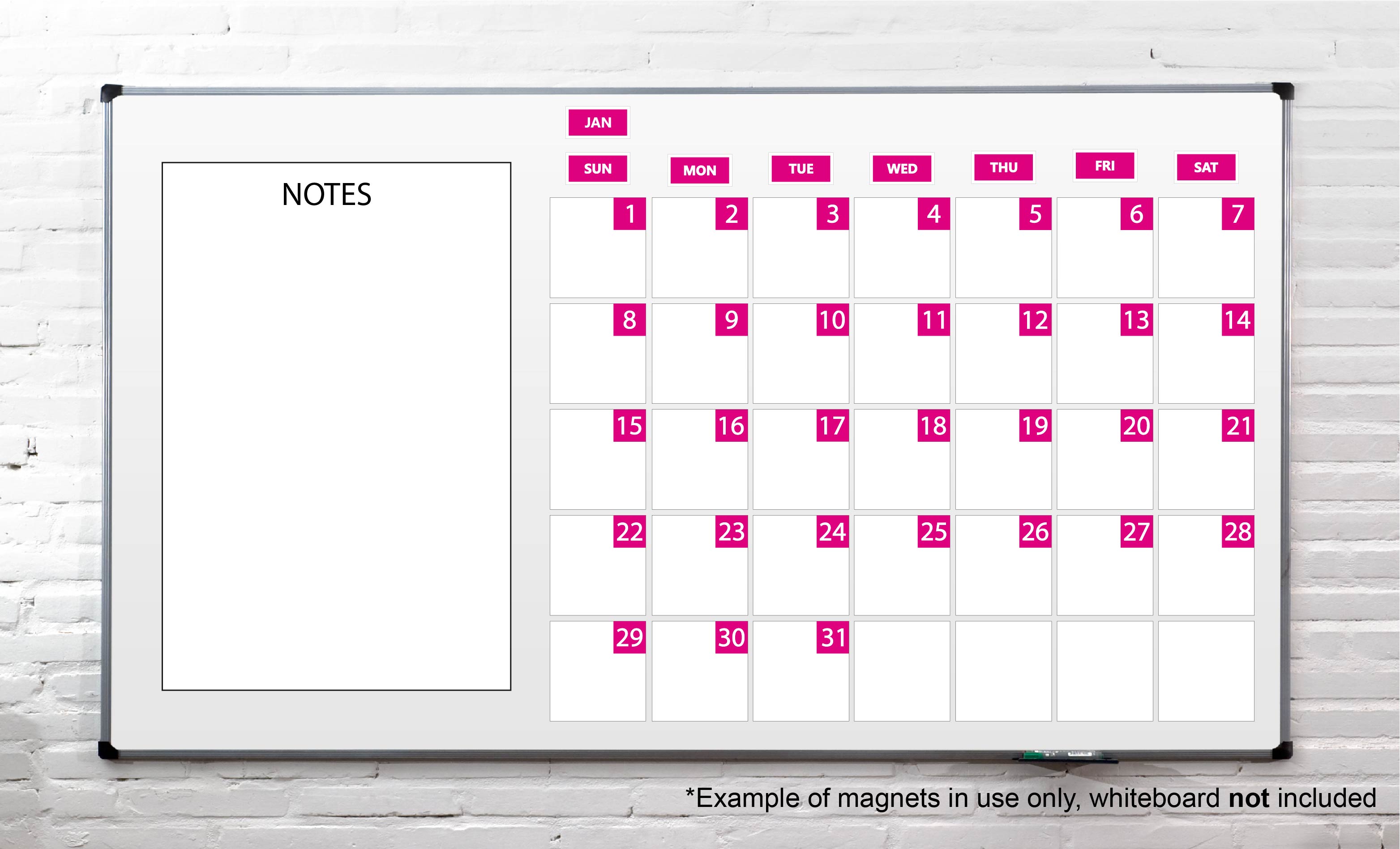 Pink Calendar Magnet Bundle (Days of the Week, Months and Dates)