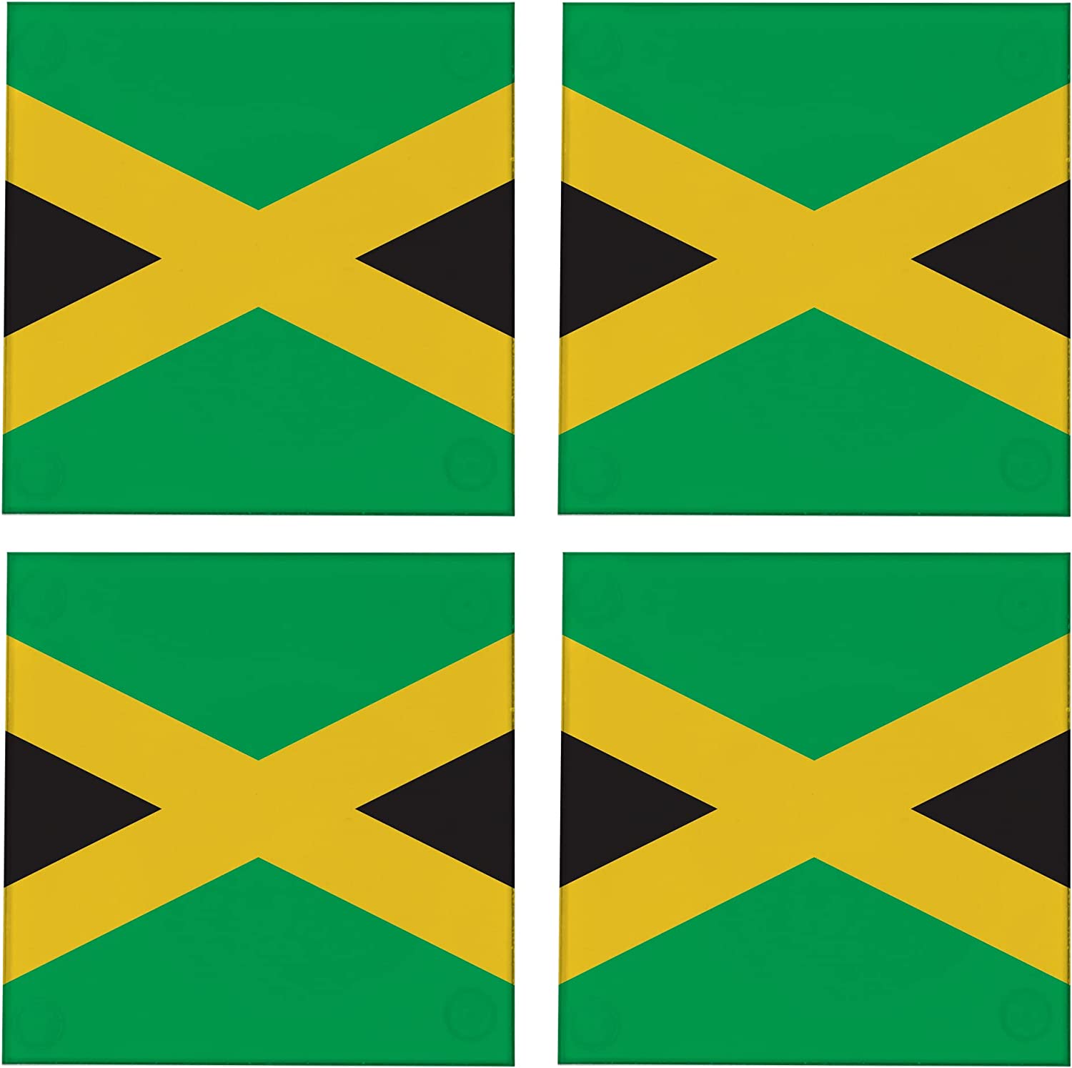 Jamaica Flag 3.5" Square Glass Coasters by DCM Solutions