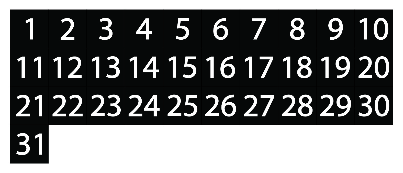 Black Calendar Date Magnets