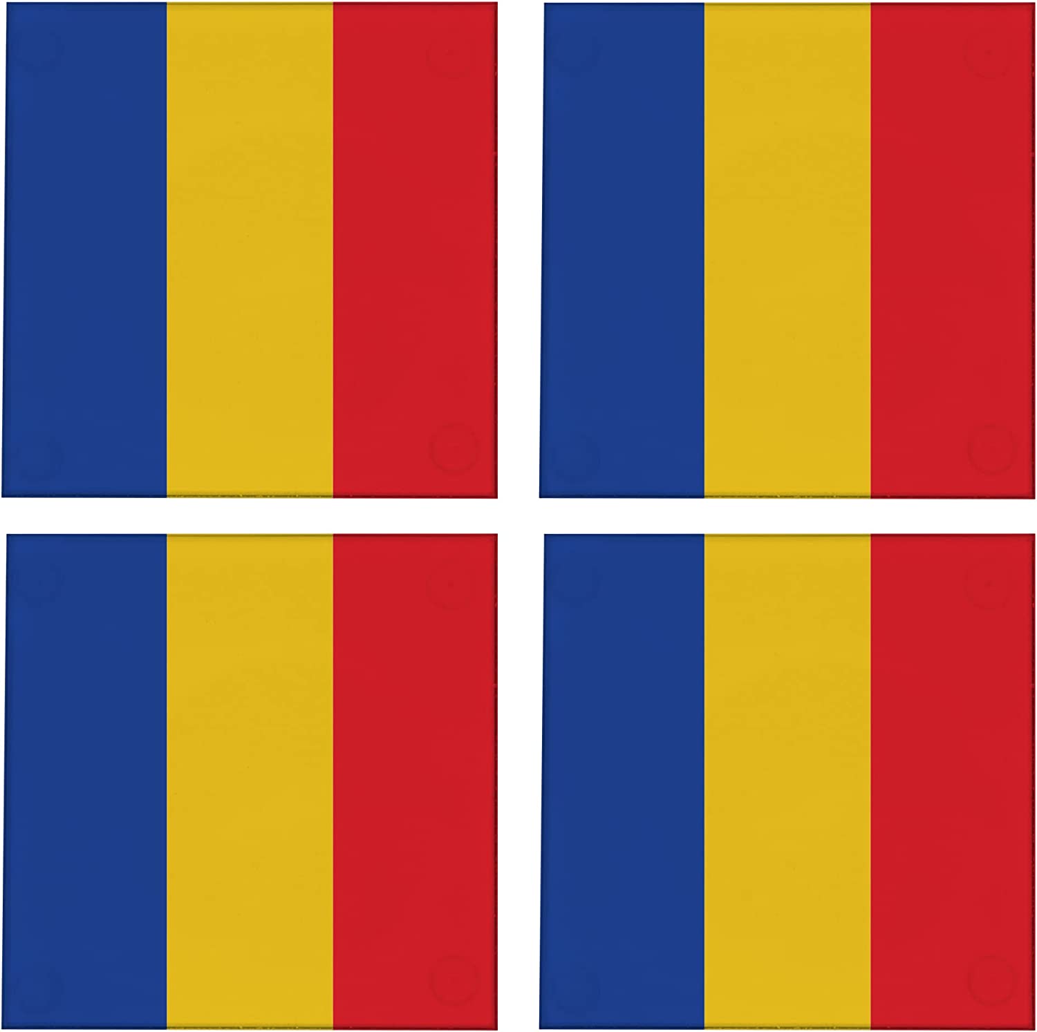 Romania Flag 3.5" Square Glass Coasters by DCM Solutions