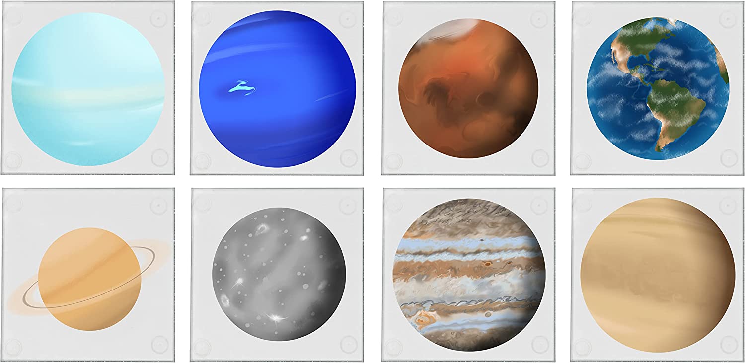 Planets of The Solar System Square Glass Coasters