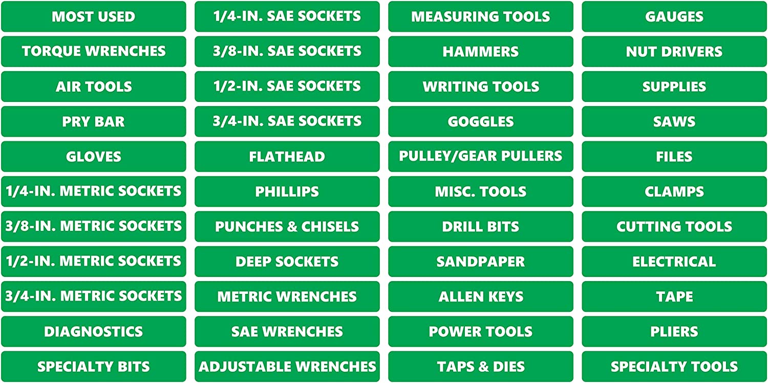 Green Toolbox Organizational Sticker Rounded Labels Advanced Set
