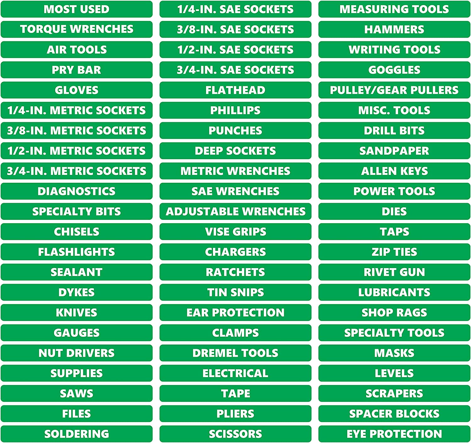 Green Toolbox Organizational Sticker Rounded Labels Ultimate Set