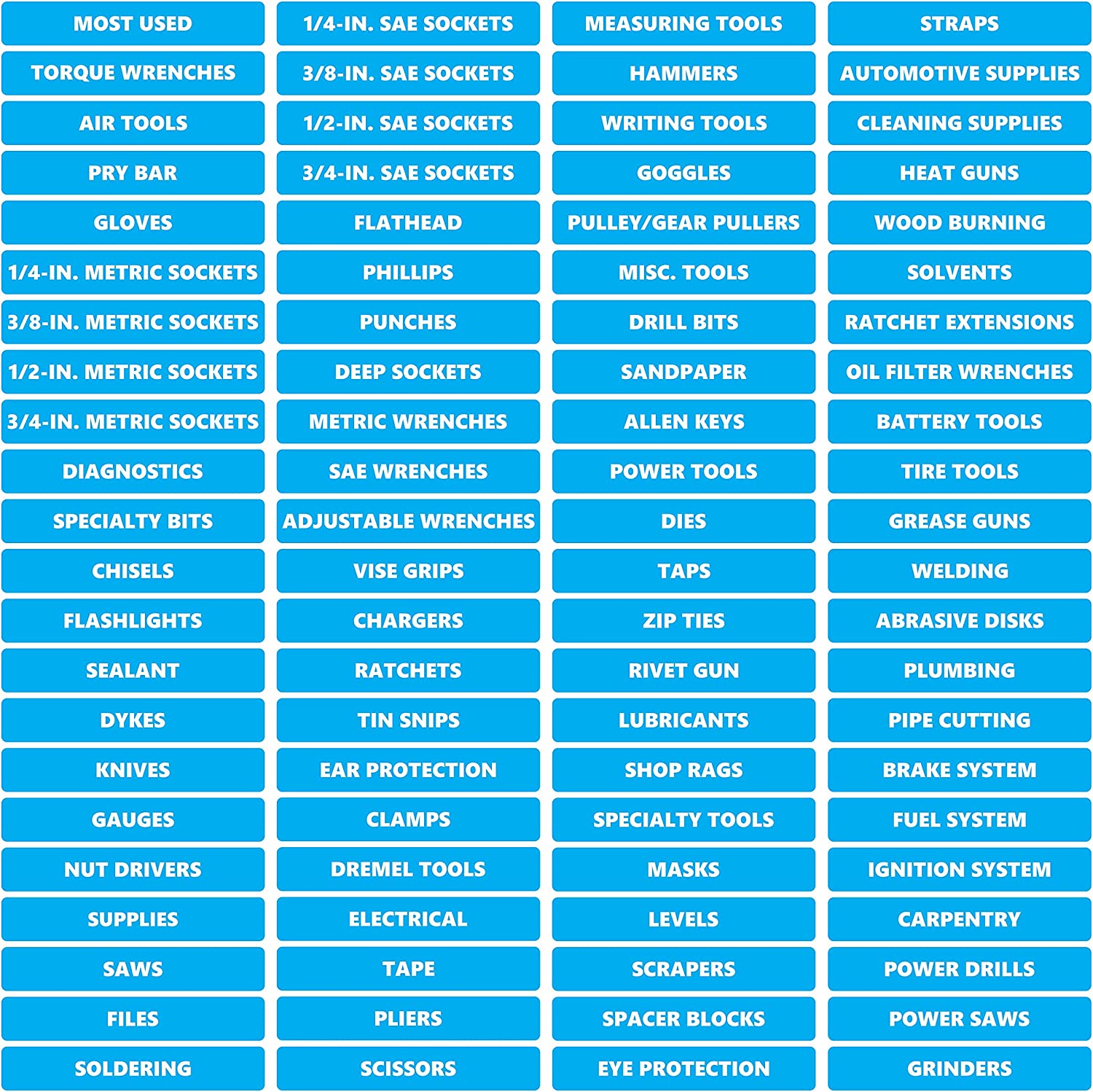 Cyan Toolbox Organizational Sticker Rounded Labels Premium Set