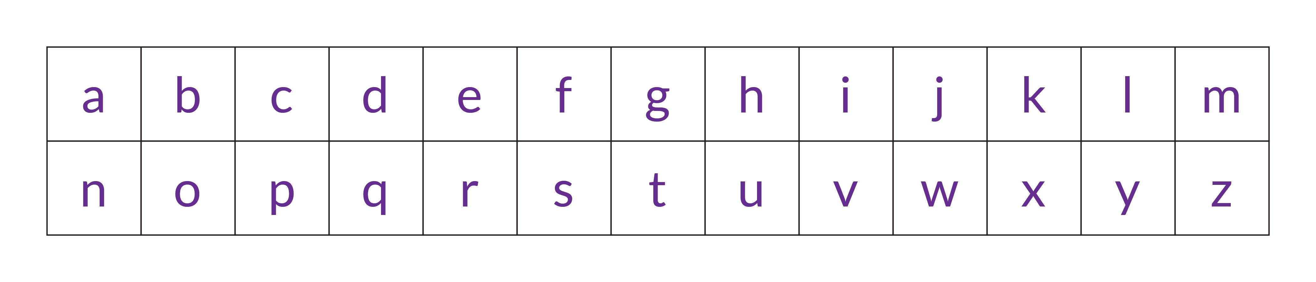 Purple Inverted Magnetic Alphabet Letters (Lower Case)