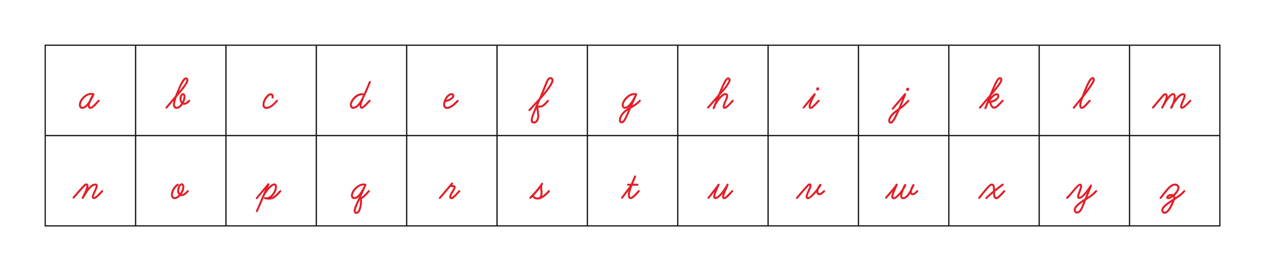 red Inverted Magnetic Cursive Alphabet Letters (Lower Case)