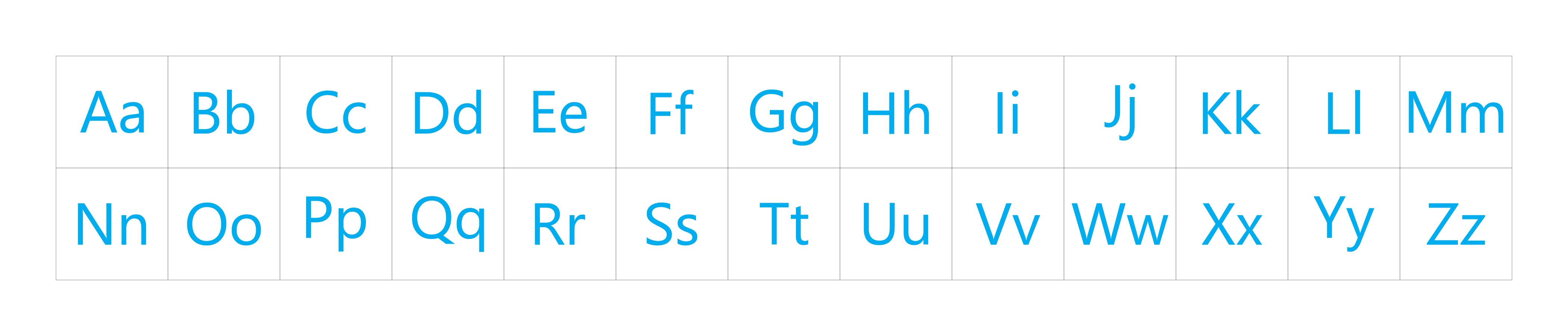 Cyan Inverted Magnetic Alphabet Letters (Upper and Lower Case)