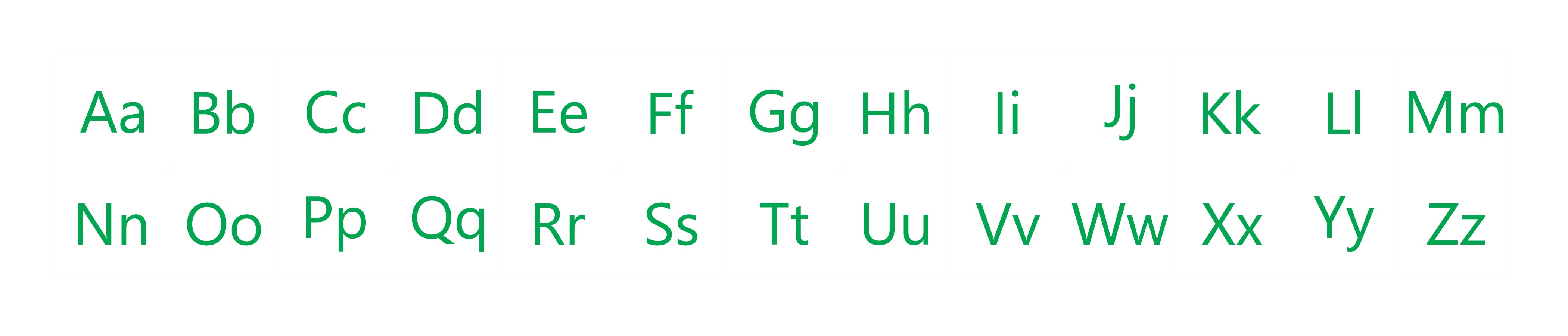 Green Inverted Magnetic Alphabet Letters (Upper and Lower Case)