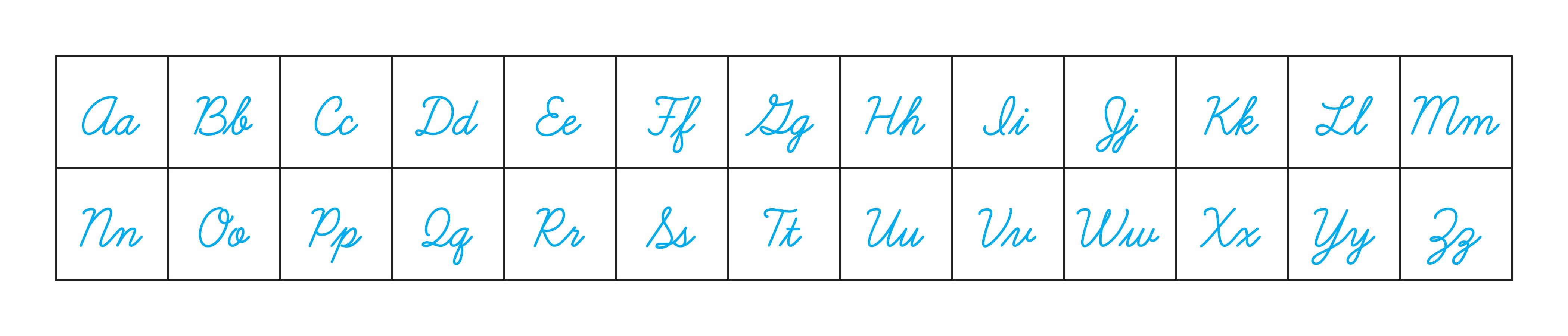 Cyan Inverted Cursive Magnetic Alphabet Letters (Upper and Lower Case)