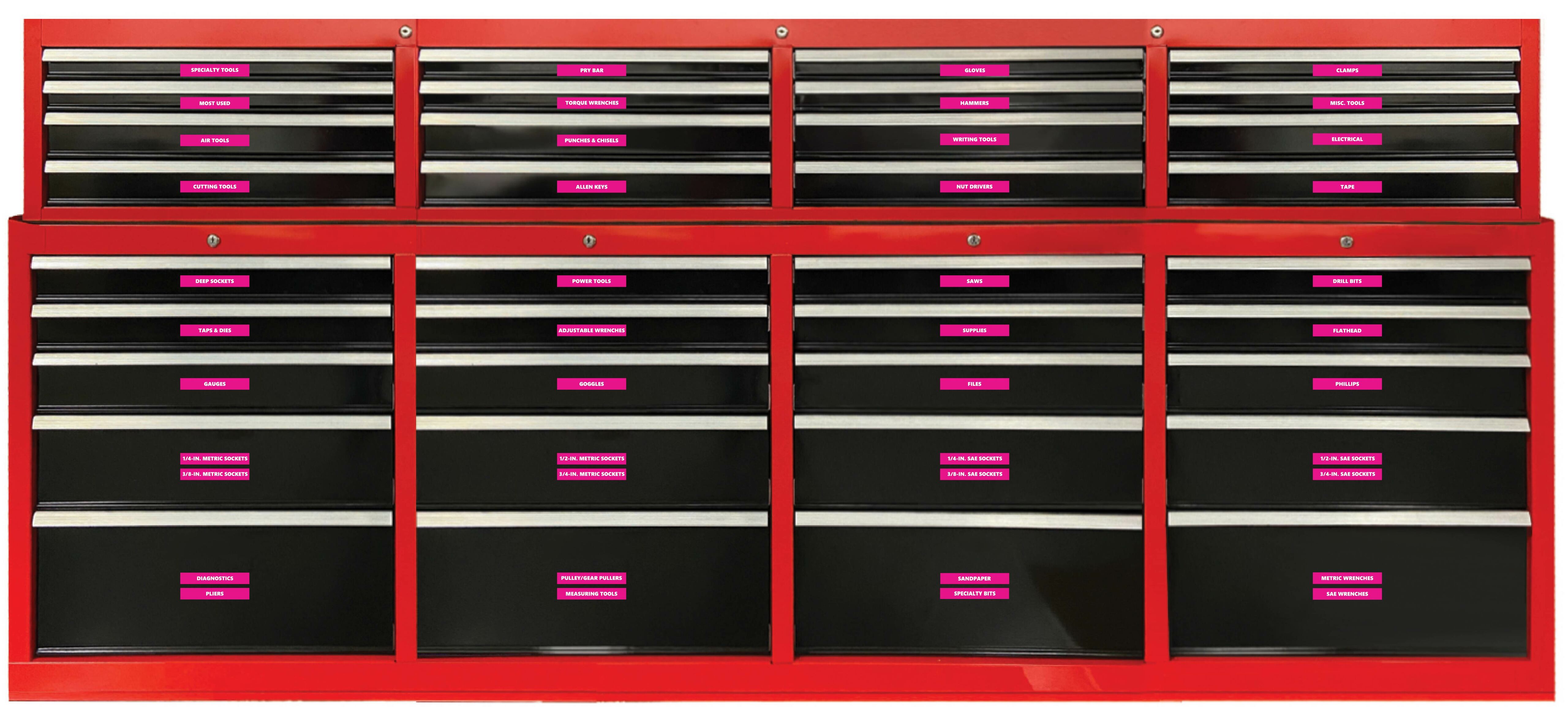 Pink Toolbox Organizational Magnetic Labels Ultimate Set