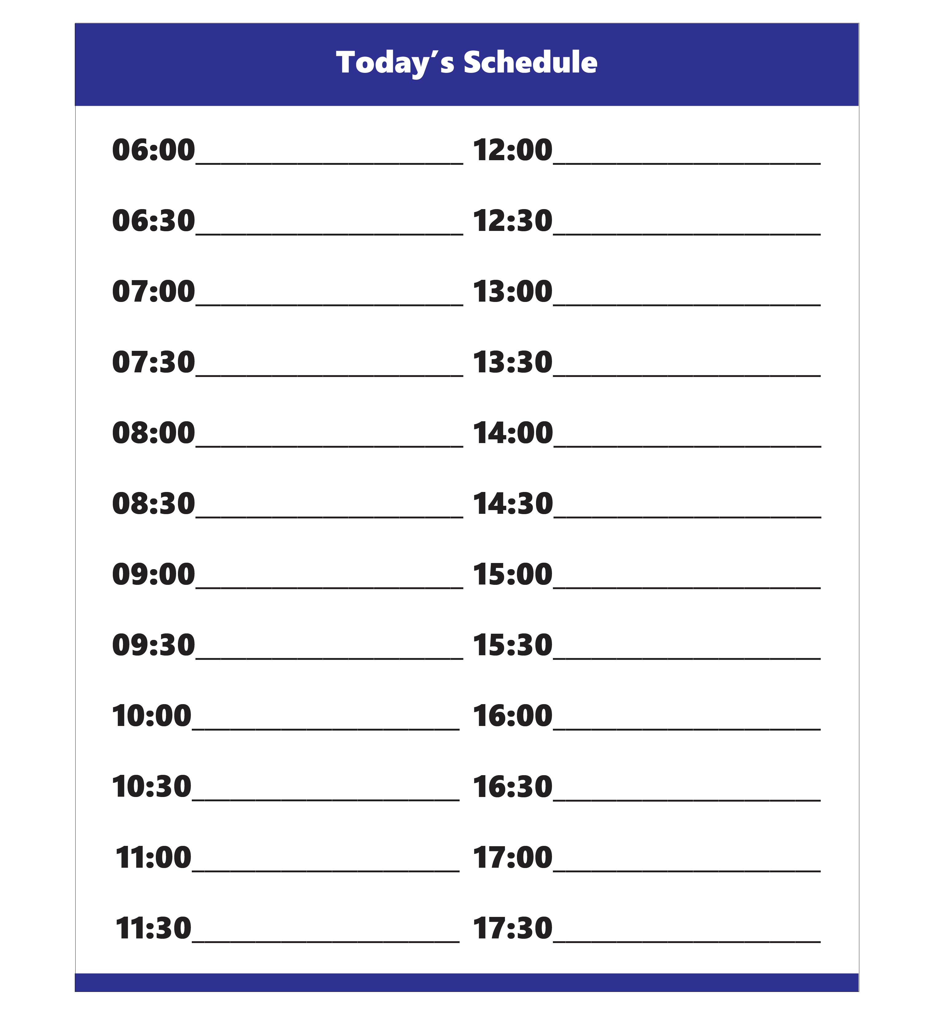 Blue Dry Erase Hourly Schedule Magnet (24 Hour Clock)