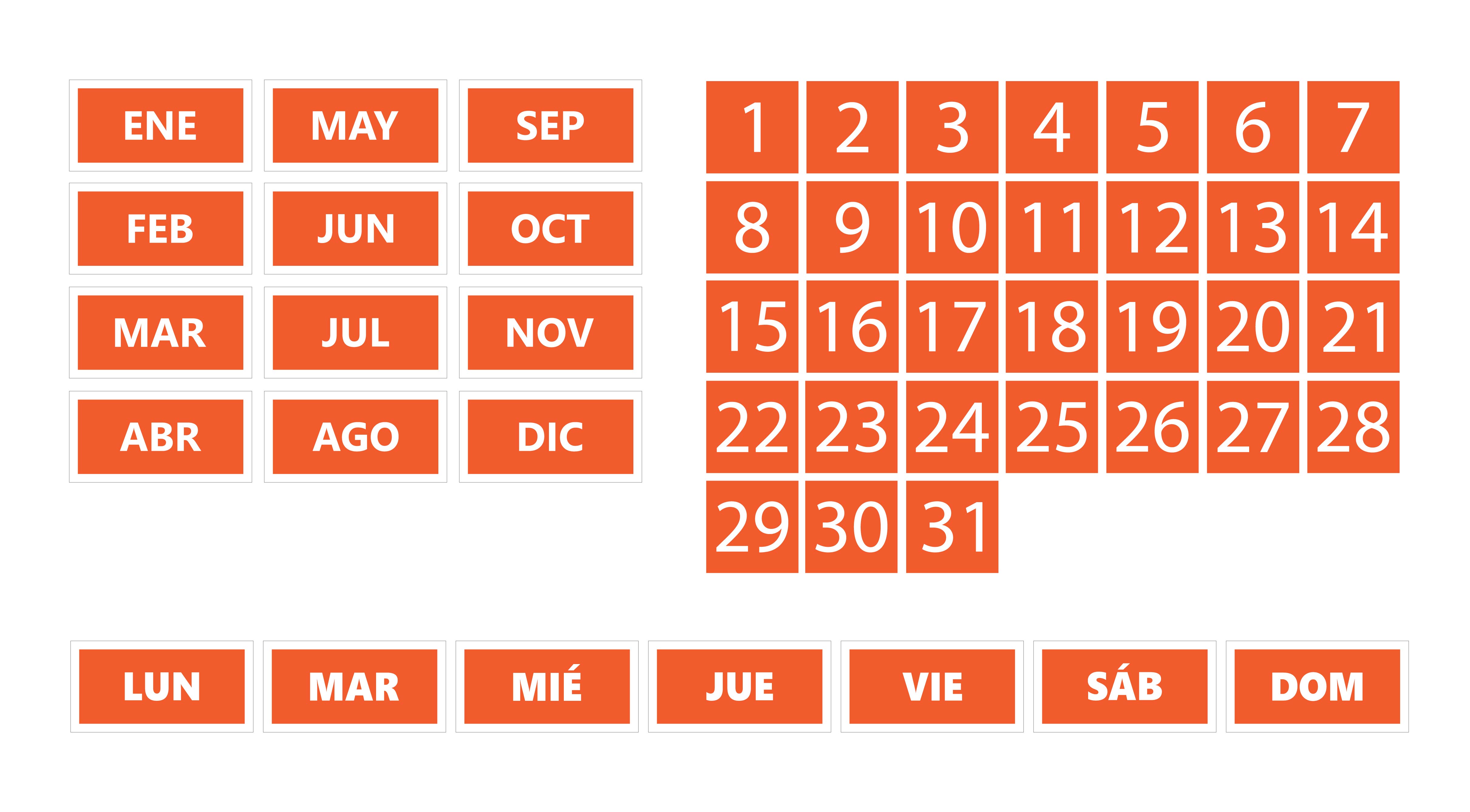 Burnt Orange Whiteboard Calendar Magnet Spanish Bundle (Dates, Days of ...