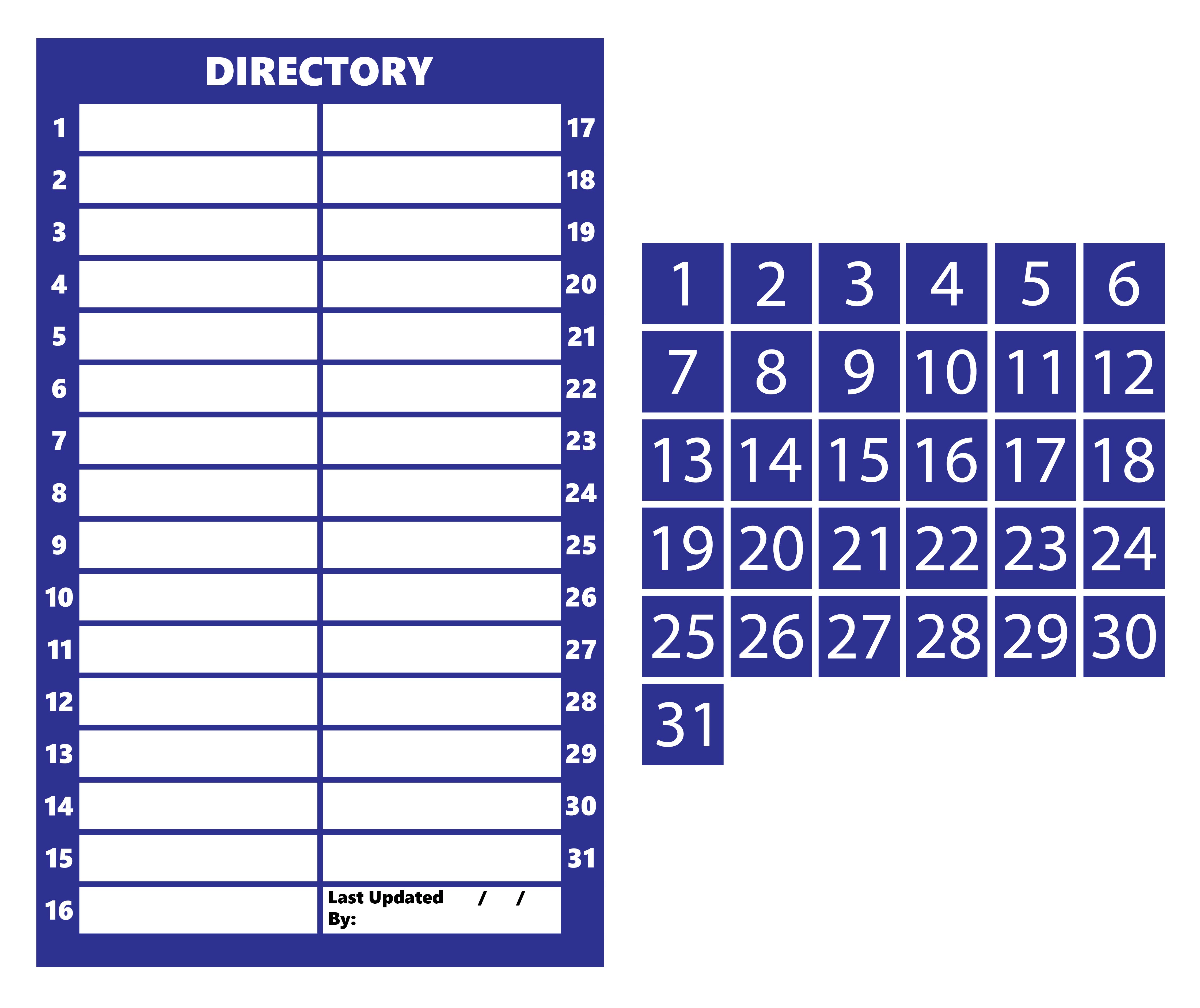 Blue Dry Erase Magnetic Directory and Number Label Magnets Bundle by ...