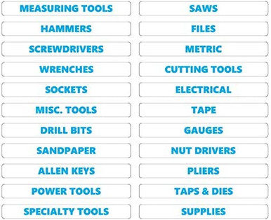 Cyan Inverted Toolbox Organizational Sticker Rounded Labels Basic Set
