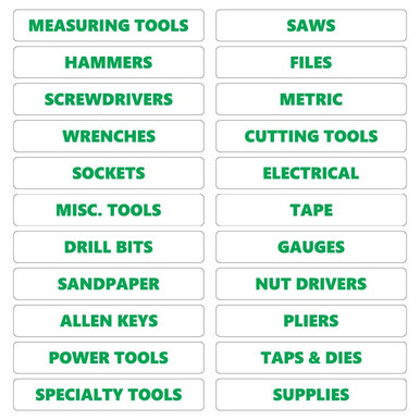 Green Inverted Toolbox Organizational Magnetic Labels Rounded Set