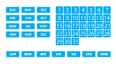 Cyan Whiteboard Calendar Magnet Spanish Bundle (Dates, Days of The Week ...