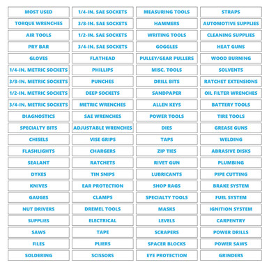 Cyan Inverted Tool Box Organizational Sticker Labels Premium Set