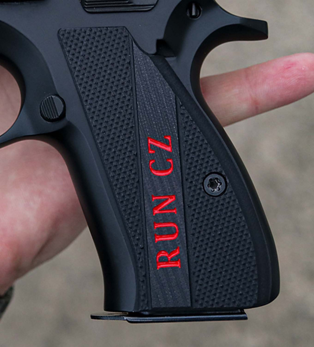 CZ 75 Thin Checkered "RUN CZ" Color-Fill - LOK Grips