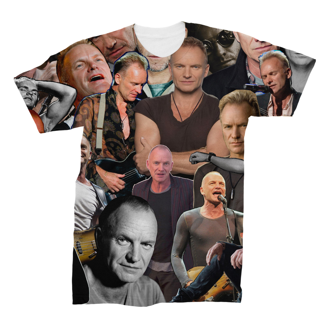 Sting 3D Collage Face T-Shirt - AllOverPrint.ca