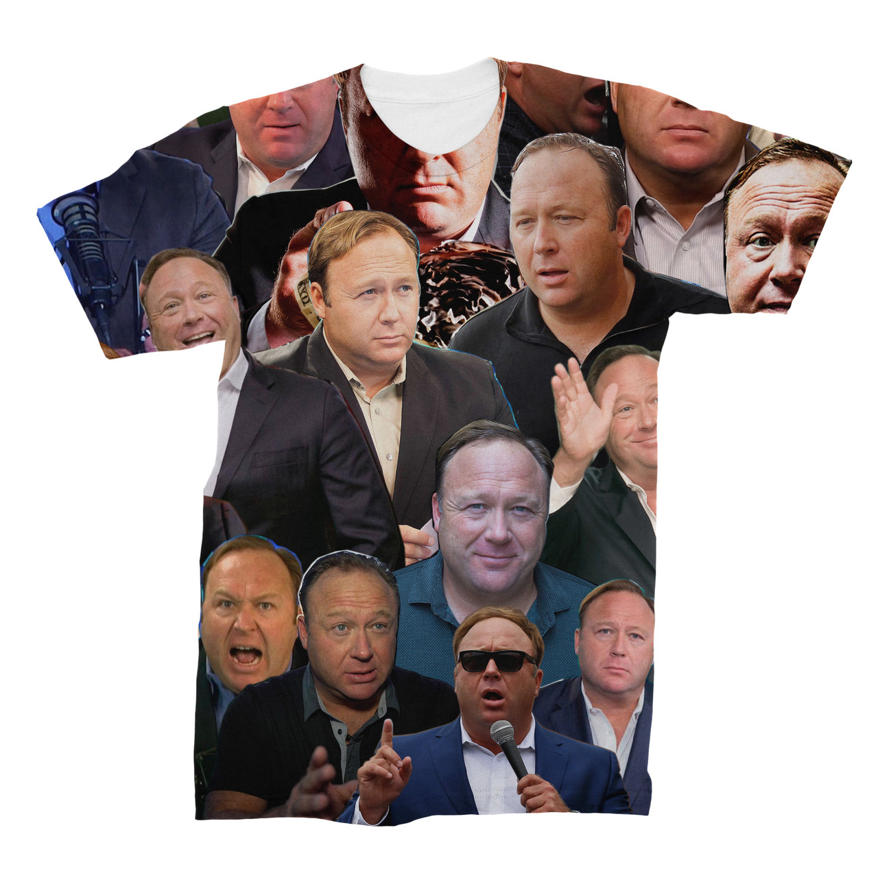 Alex Jones 3D Collage Face T-Shirt - AllOverPrint.ca