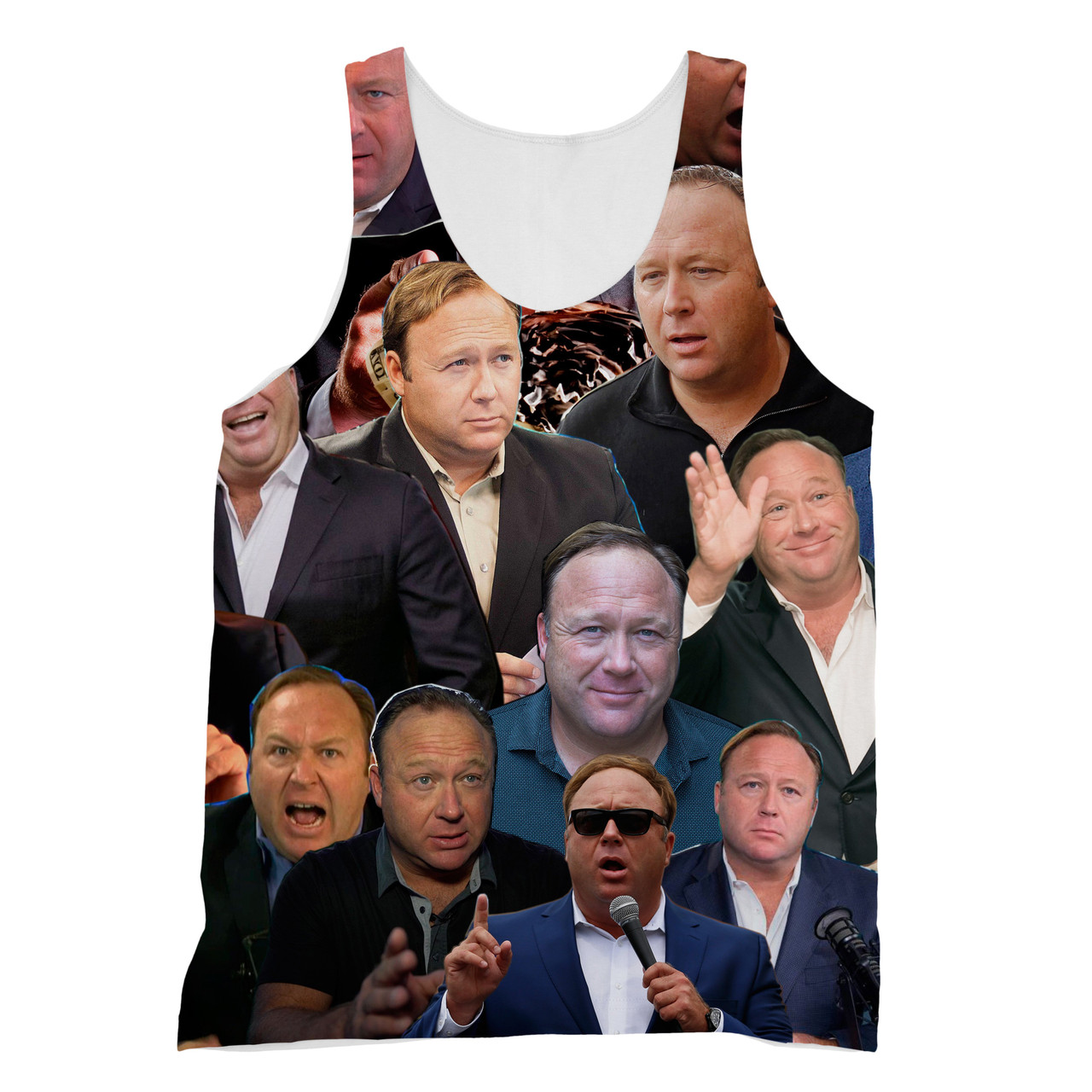 Alex Jones 3D Collage Face T-Shirt - AllOverPrint.ca