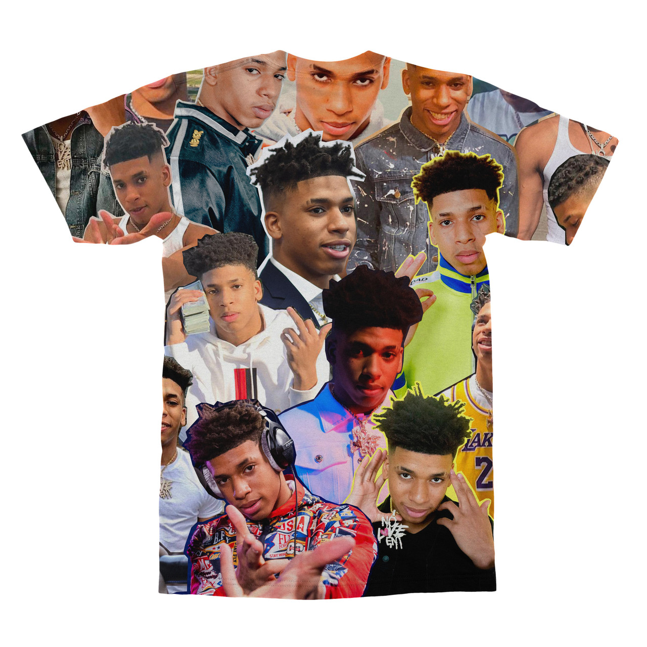 NLE Choppa 3D Collage Face T-Shirt - AllOverPrint.ca