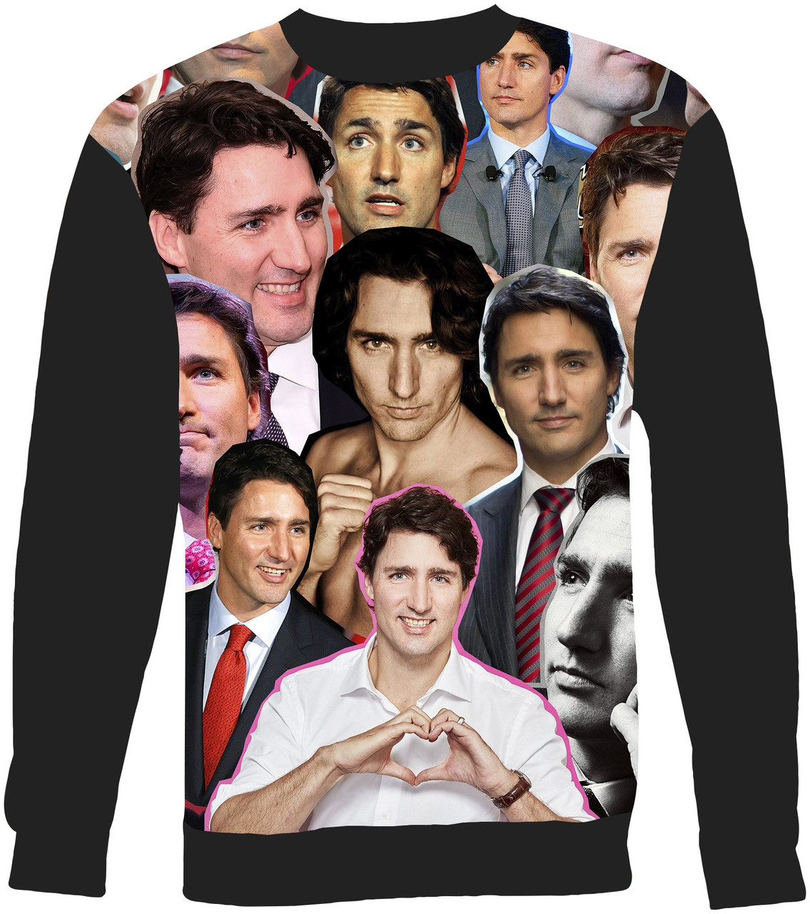Justin Trudeau Photo Collage Sweatshirt - AllOverPrint.ca