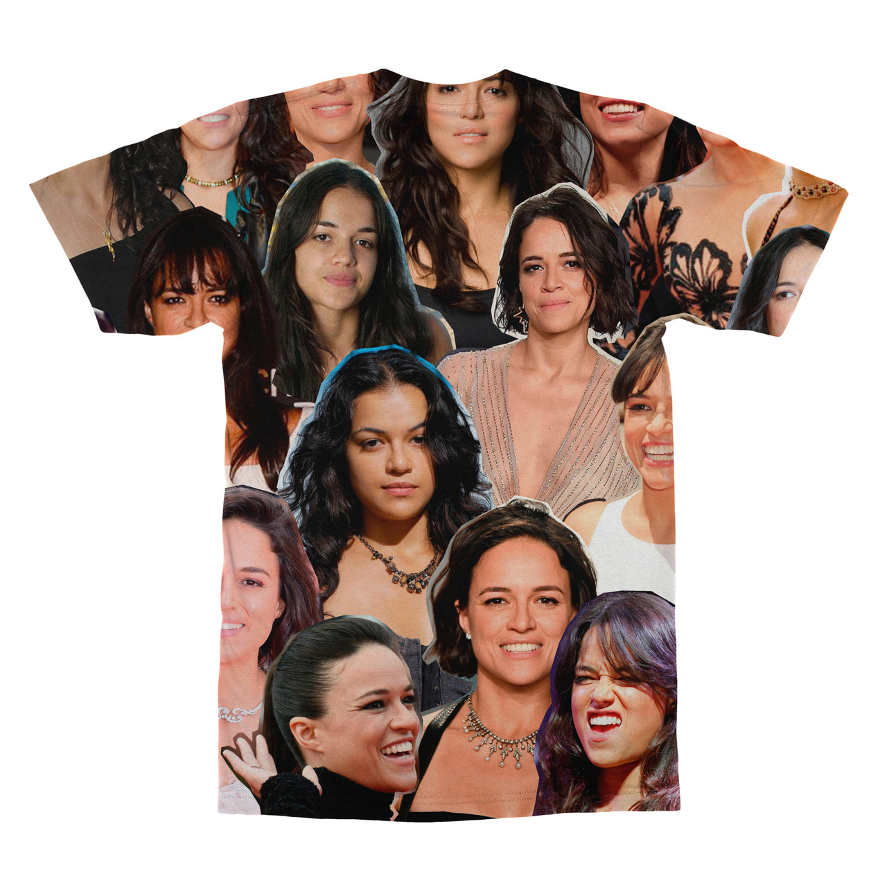 Michelle Rodriguez 3D Collage Face T-Shirt - AllOverPrint.ca