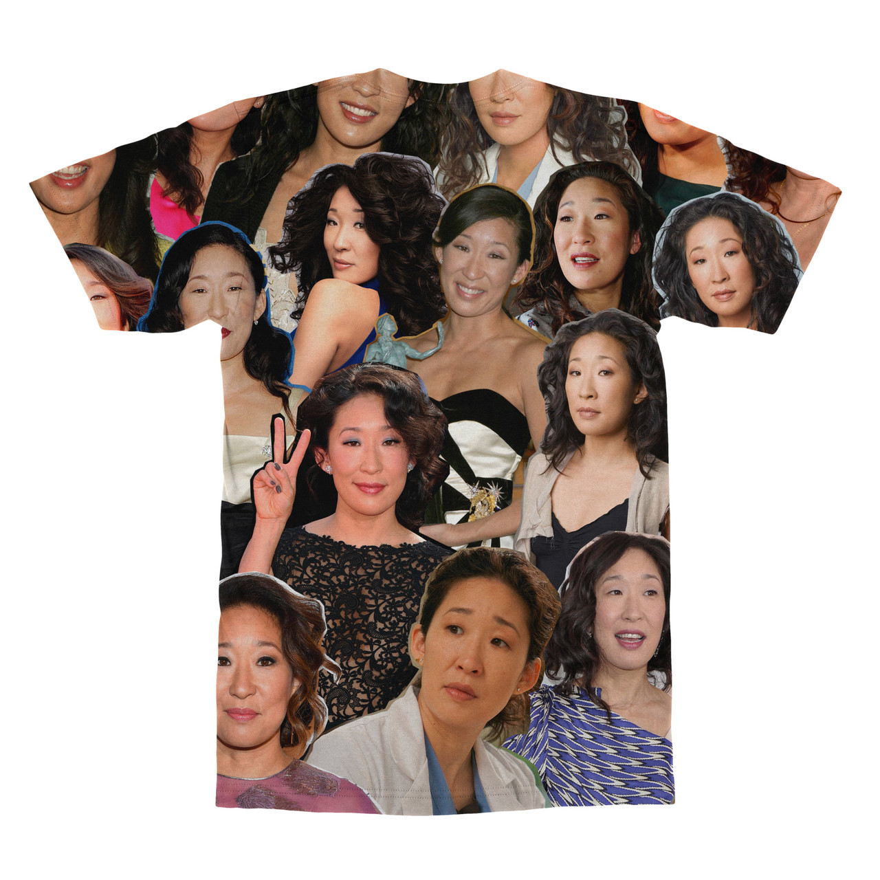 Sandra Oh 3D Collage Face T-Shirt - AllOverPrint.ca
