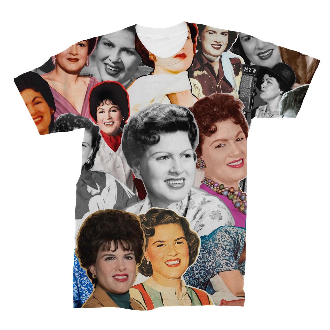 Patsy Cline 3D Collage Face T-Shirt - AllOverPrint.ca