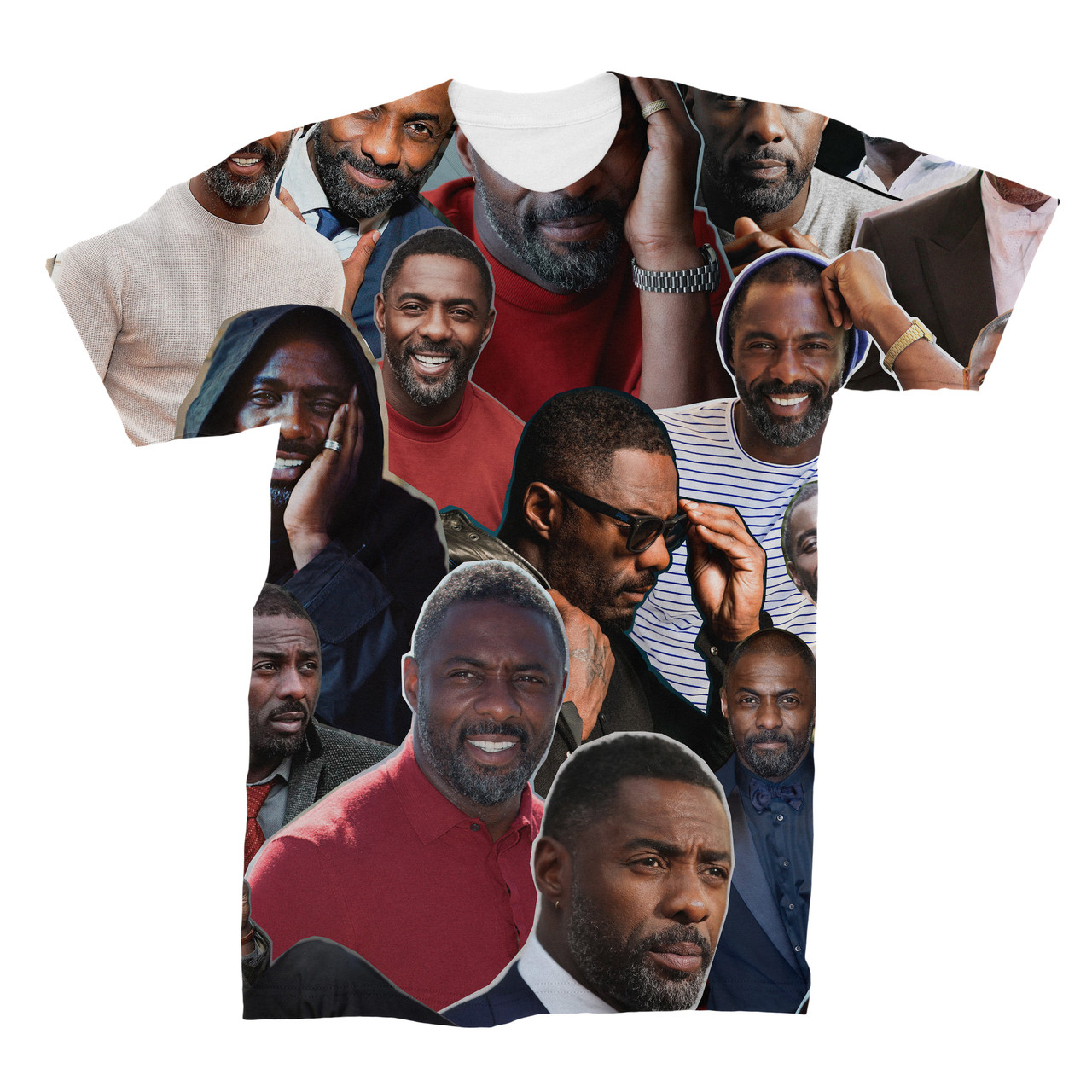 Idris Elba 3D Collage Face T-Shirt - AllOverPrint.ca