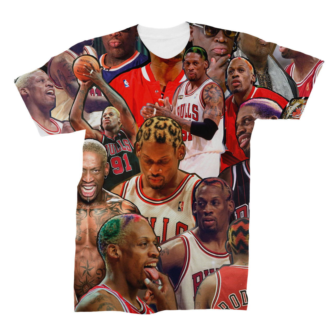 Dennis Rodman 3D Collage Face T-Shirt - AllOverPrint.ca