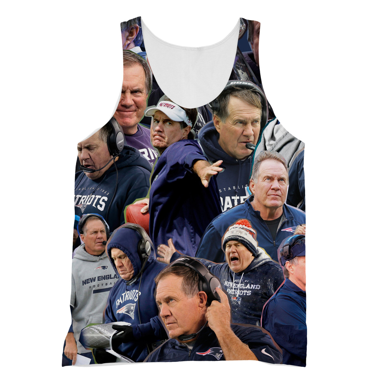 Bill Belichick 3D Collage Face T-Shirt - AllOverPrint.ca