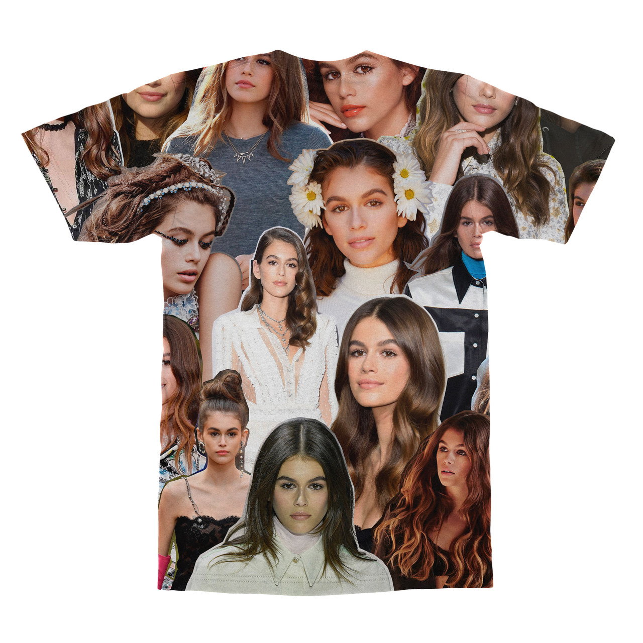 Kaia Gerber 3D Collage Face T-Shirt - AllOverPrint.ca