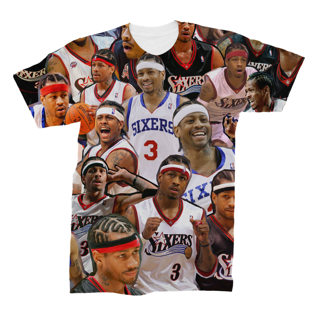 Allen Iverson 3D Collage Face T-Shirt - AllOverPrint.ca