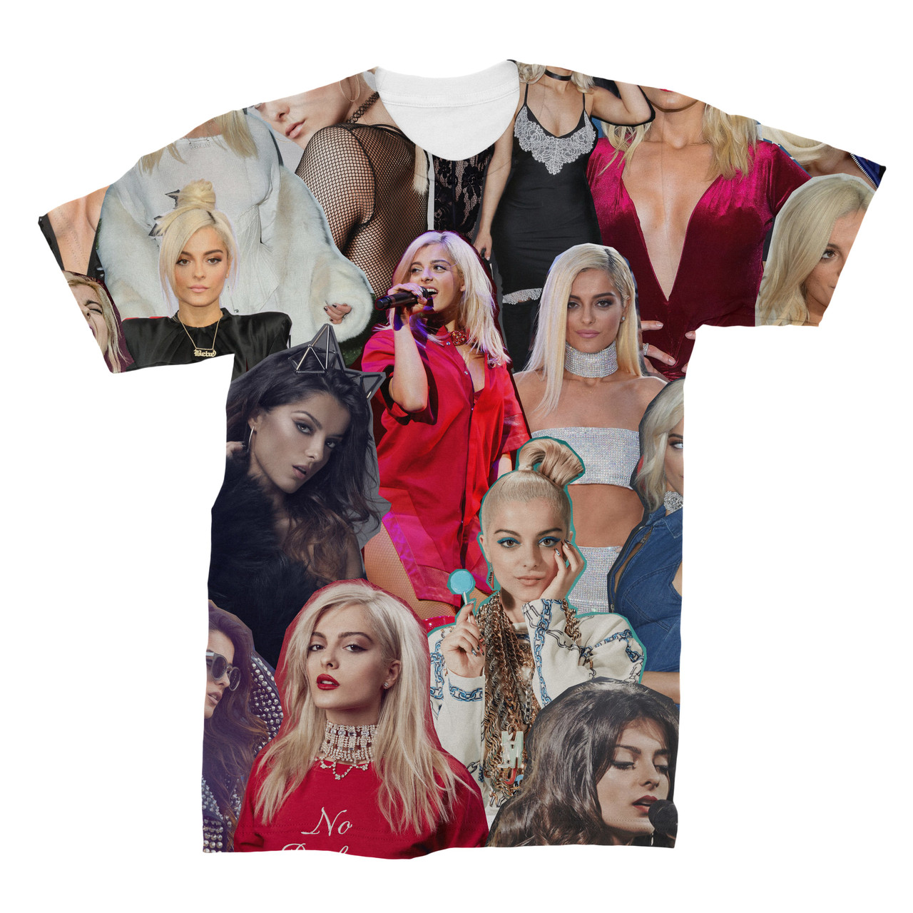 Bebe Rexha 3D Collage Face T-Shirt - AllOverPrint.ca