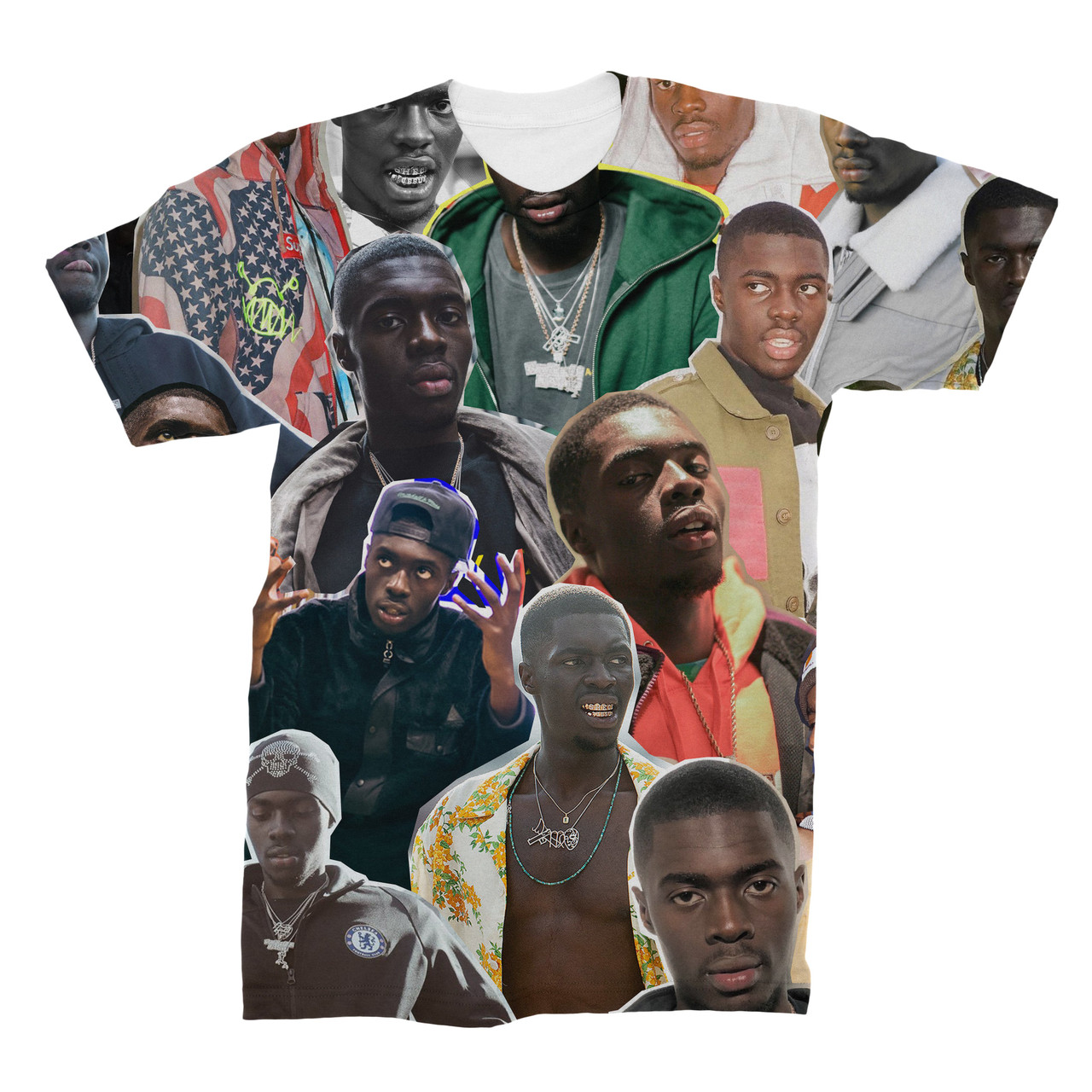 Sheck Wes 3D Collage Face T-Shirt - AllOverPrint.ca