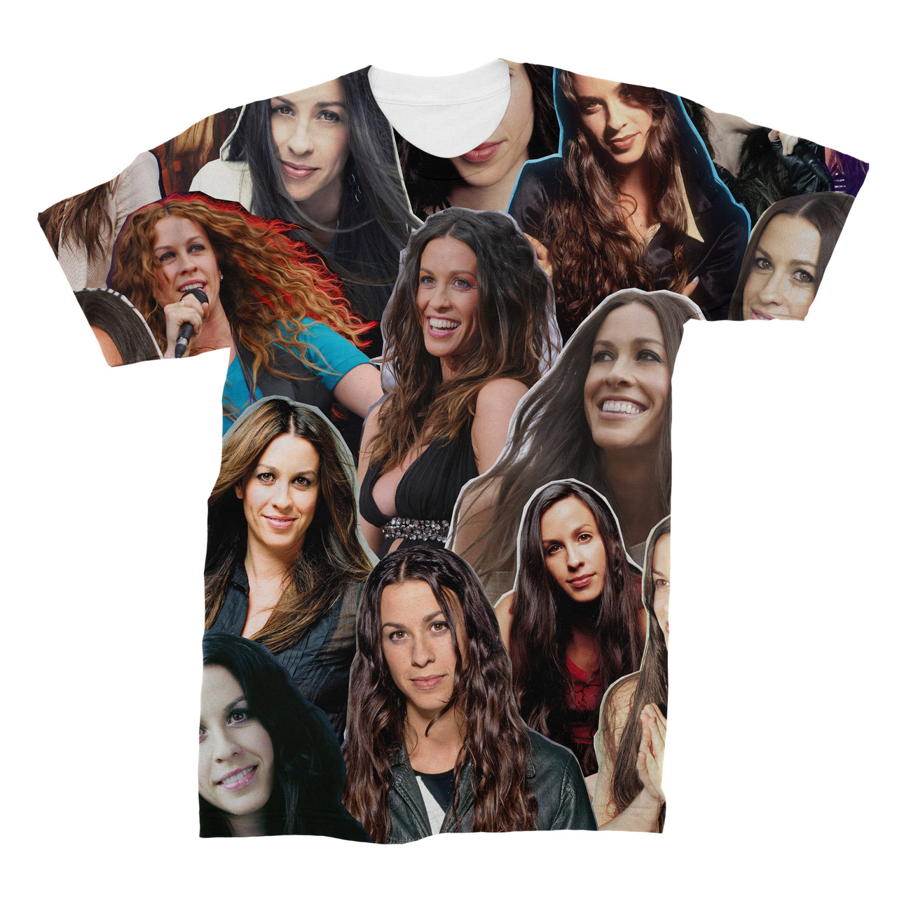 Alanis Morissette 3D Collage Face T-Shirt - AllOverPrint.ca