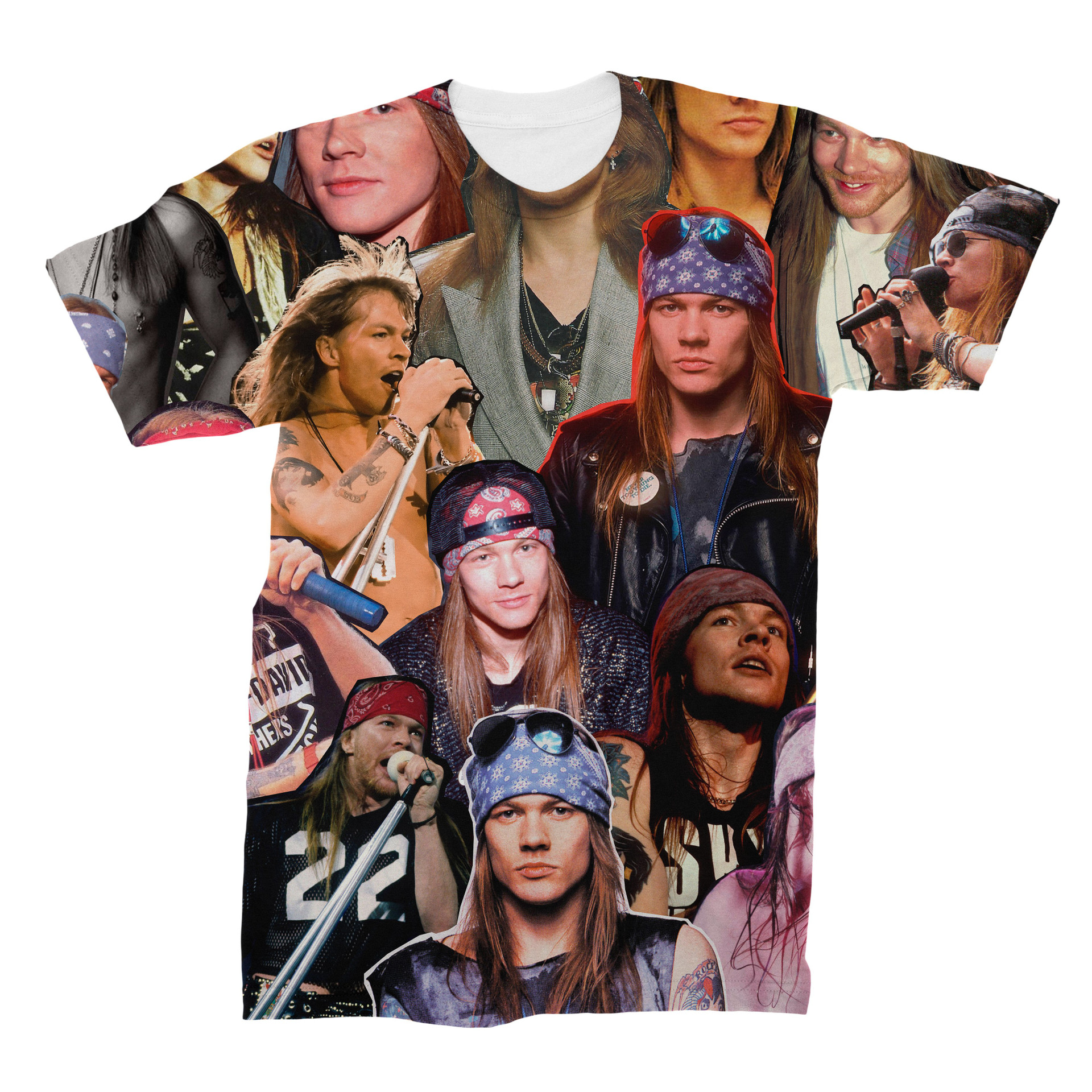 Axl Rose 3D Collage Face T-Shirt - AllOverPrint.ca