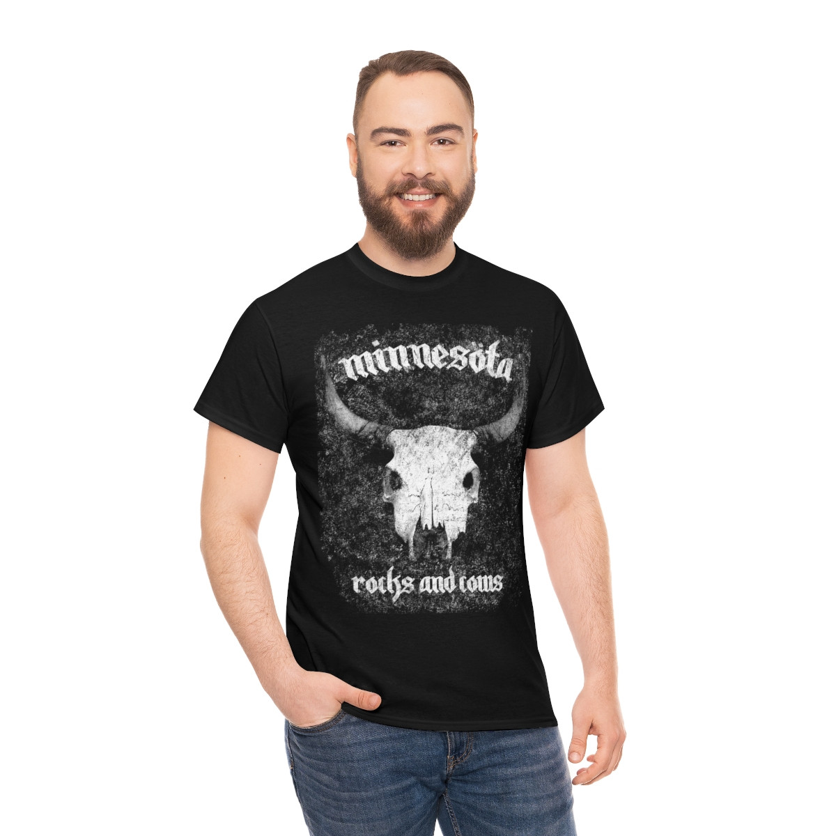 Minnesota Rocks and Cows Heavy Metal Skull Unisex Heavy Cotton Tee T ...