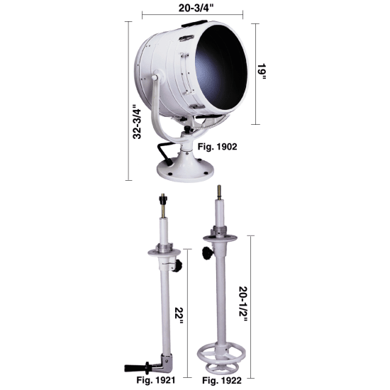 PERKO 1902004WHT Fig. 1902 19" Searchlight Head Assembly - for Lever or ...