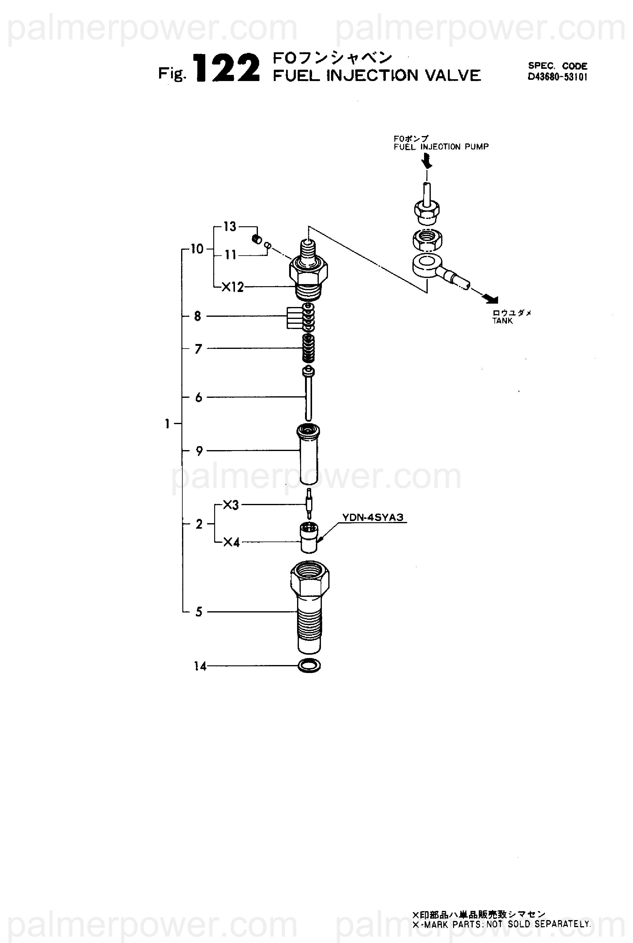 YANMAR 140623-53010 Valve, Injection - Palmer Power