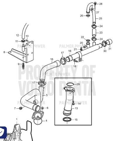 VOLVO PENTA 3888302 Water Pipe | PalmerPower