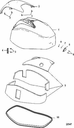 MERCURY 8M0118164 Top Cowl Assembly - 3Cyl Mercury | PalmerPower